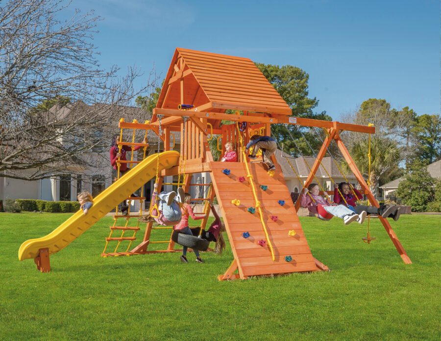Parrot Island Playcenter XL config 2 w/ Wood Roof | Beyond Backyards